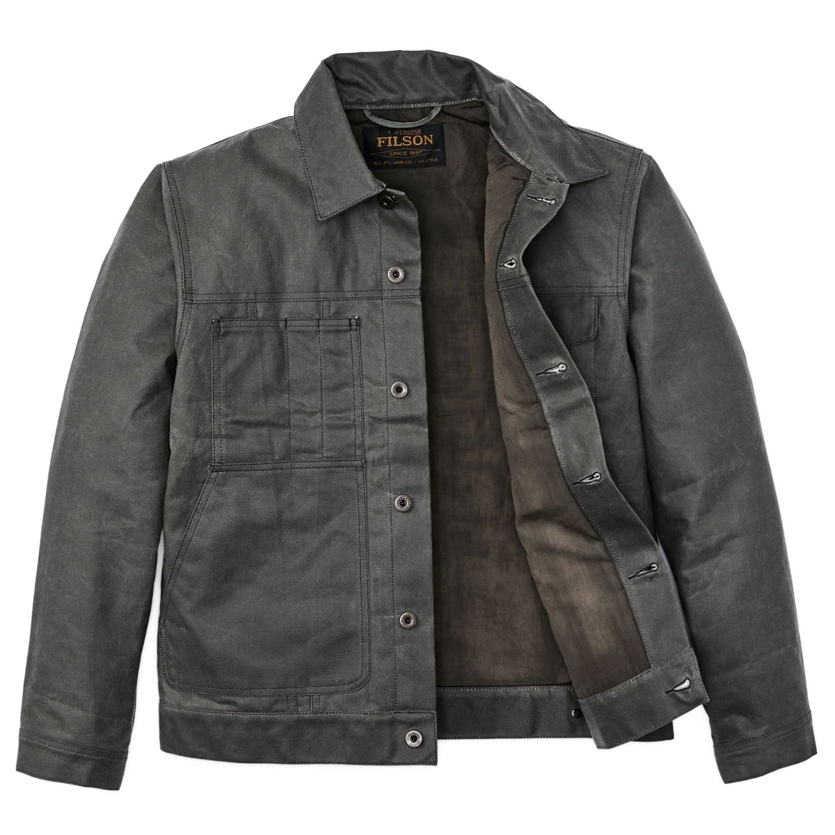 Filson Tin Cloth Short Lined Cruiser Jacket Castor Gray ...