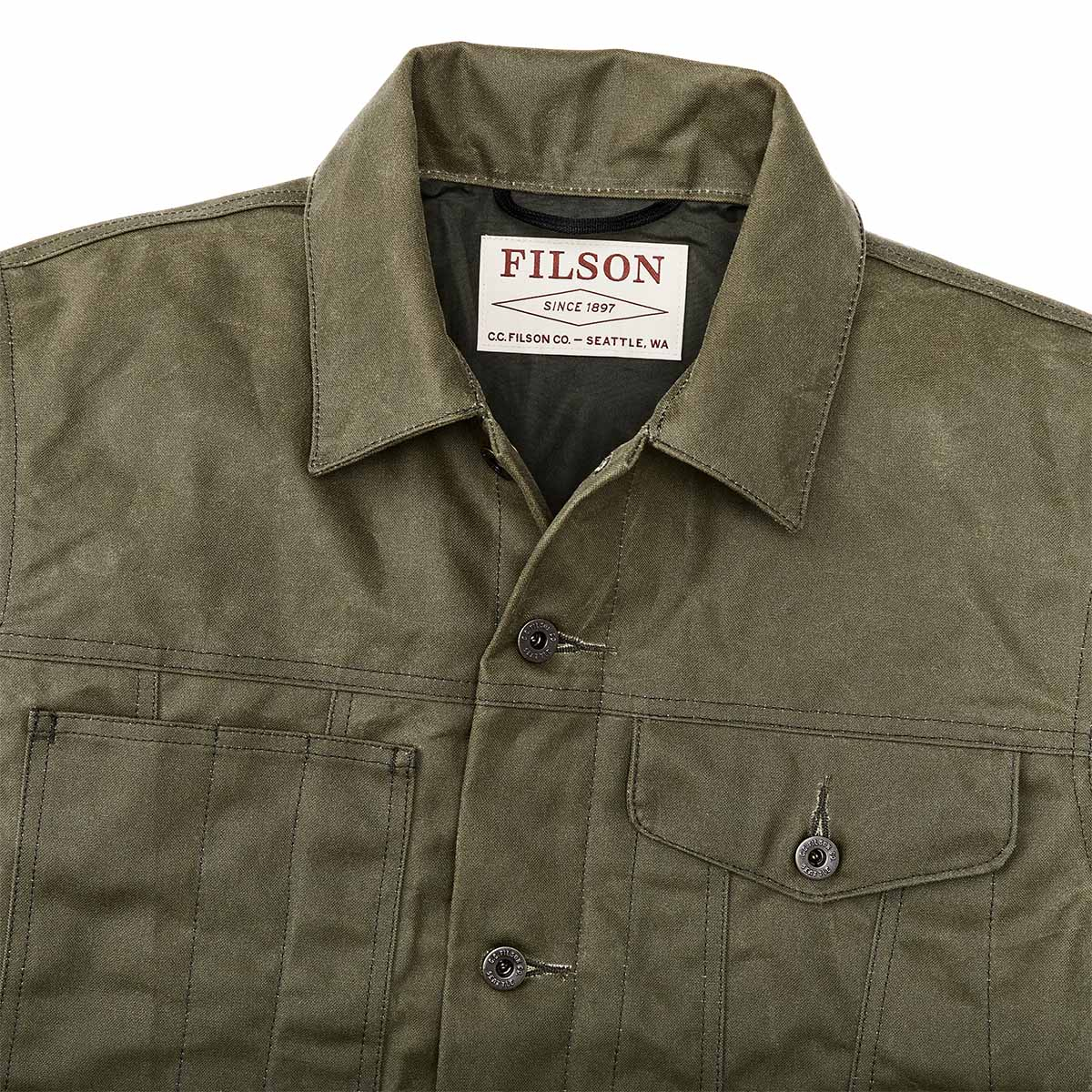 Filson Tin Cloth Short Lined Cruiser Jacket Military Green ...
