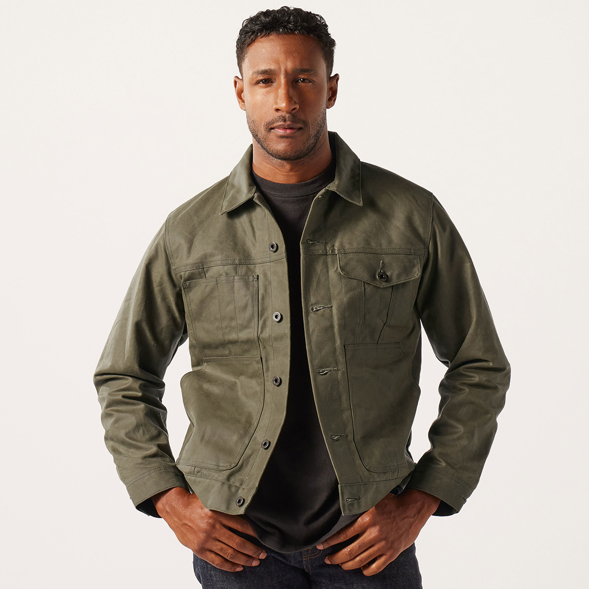 Filson Tin Cloth Short Lined Cruiser Jacket Military Green ...
